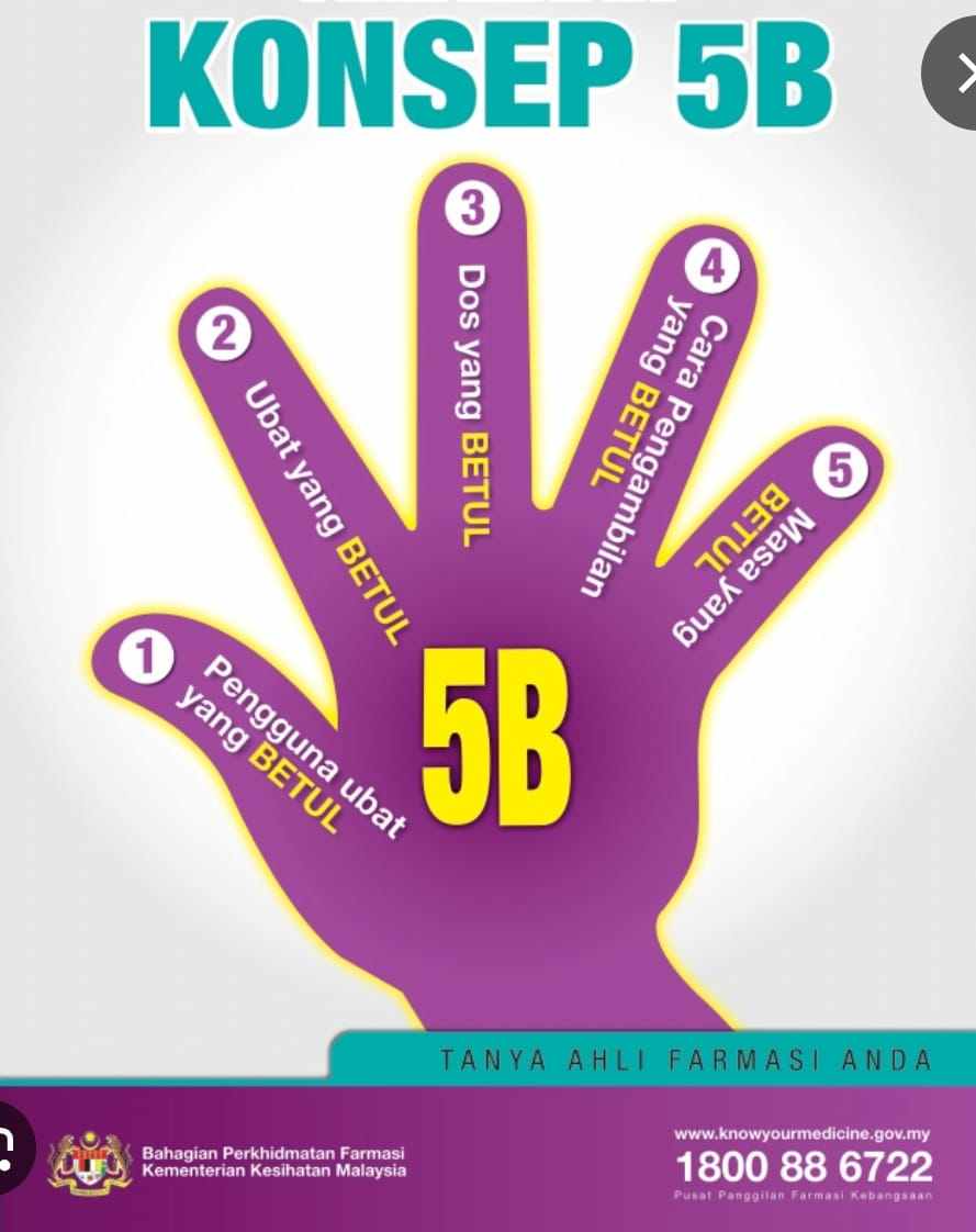 Patuhi konsep 5B makan ubat! Program Kenali Ubat Anda! Beri penerangan ...